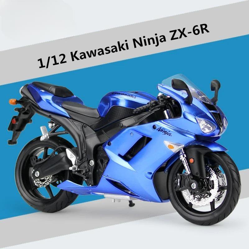 Toy 1:12 Kawasaki Ninja blue ZX 6R Racing Motorcycle Model Simulation ...