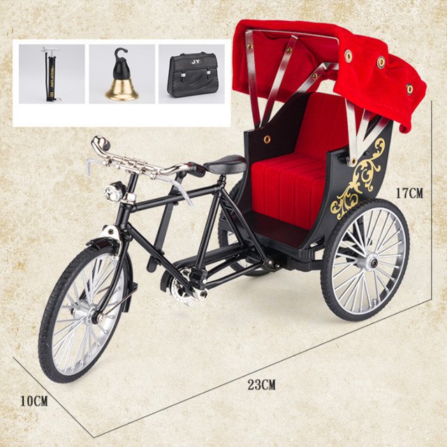 Simulation 1:12 Alloy Classic Retro Car Rickshaw silver Model Tricycles ...