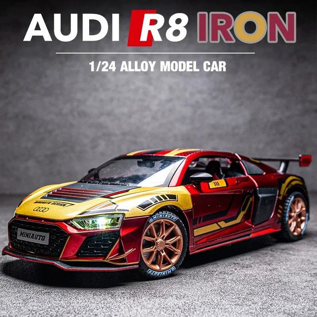 Simulation 1:24 AUDI R8 IRON GTR red Sport Car Model Toy Diecasts Metal ...
