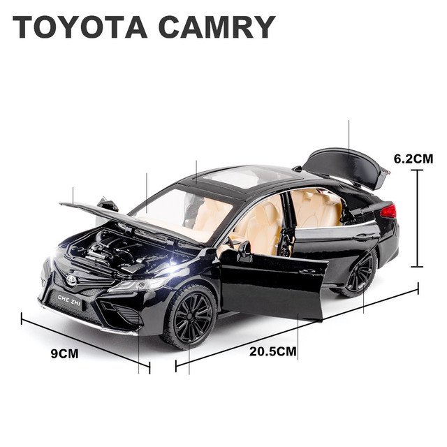 Diecast Toy Vehicle 1:24 Scale Toyota Camry black Car Model Pull Back ...