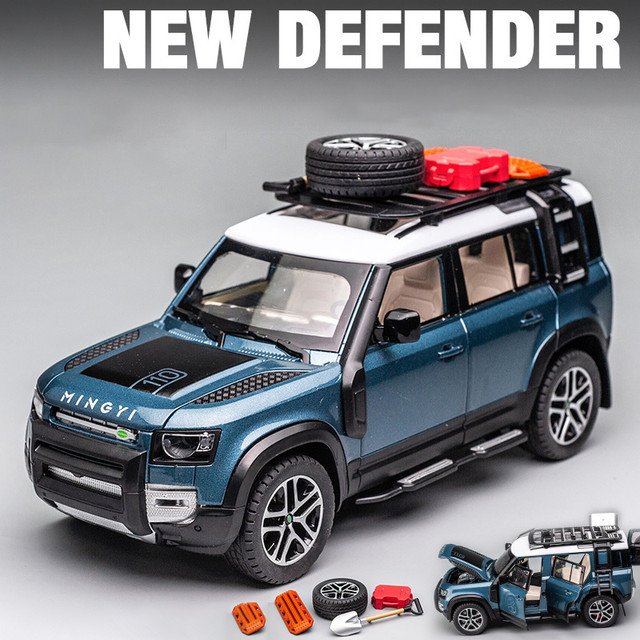 Toy 1:24 Land Rover Defender Blue With Tools Alloy Vehicles Car Model ...