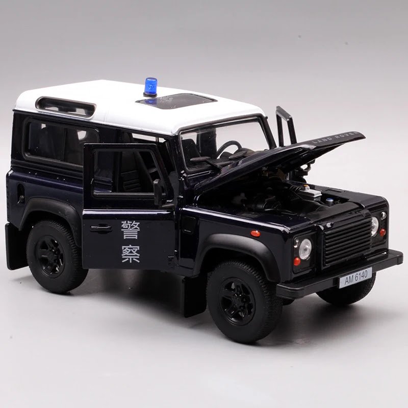 1:24 Scale Land Rover Defender 90 Police black Car Model DieCast Alloy ...
