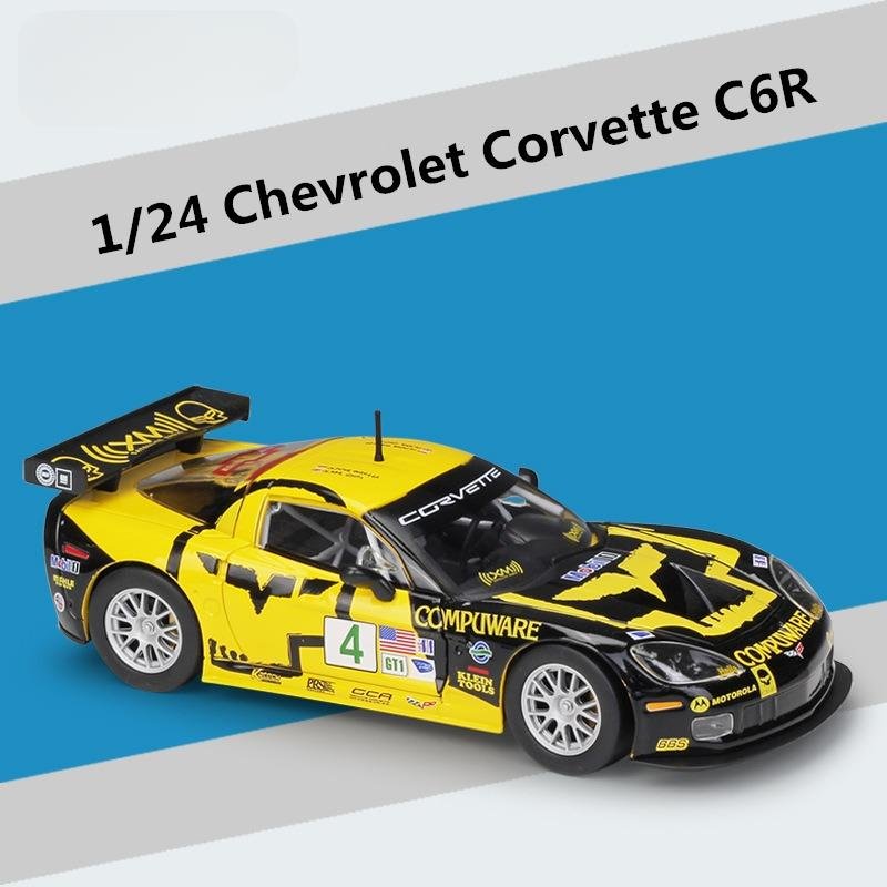 1:24 Corvette C6R yellow Car Model Diecast Metal Collection Toy Racing ...