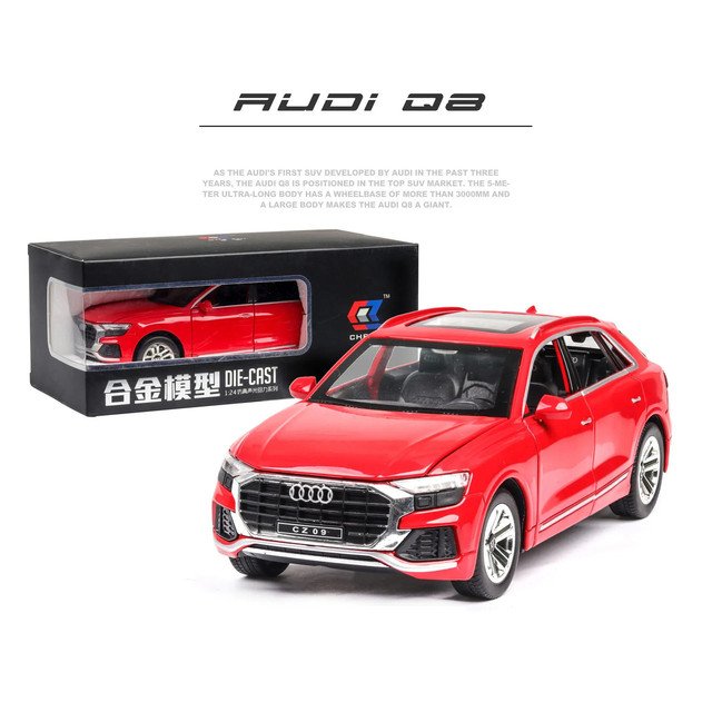 1:24 Audi Q8 red Car Alloy Model Die Cast Toy Model Pull Back Childrens ...