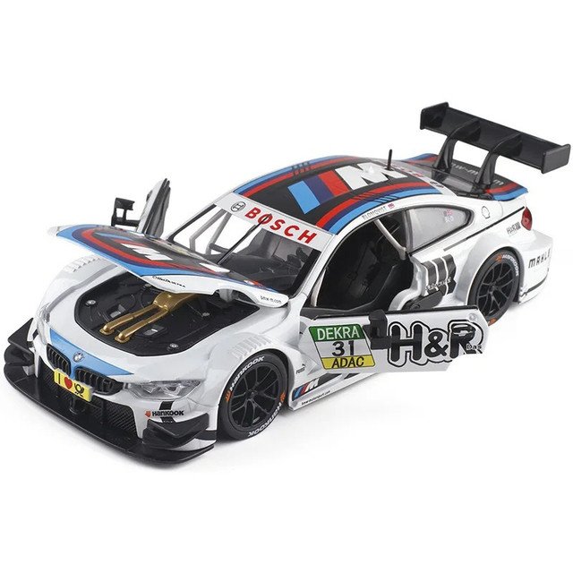 1:24 BMW M4 DTM Le Mans White Racing Car Model Diecasts Vehicles Metal ...