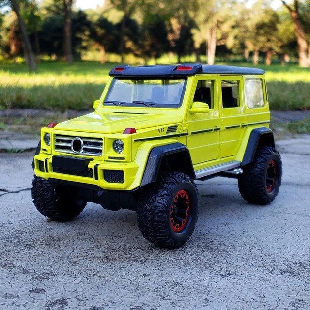 1:24 Benz G500 SUV yellow Car Model Simulation Diecast Modified Offroad ...
