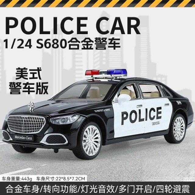1:24 Mercedes Benz Maybach S680 police black white car Model Diecast ...