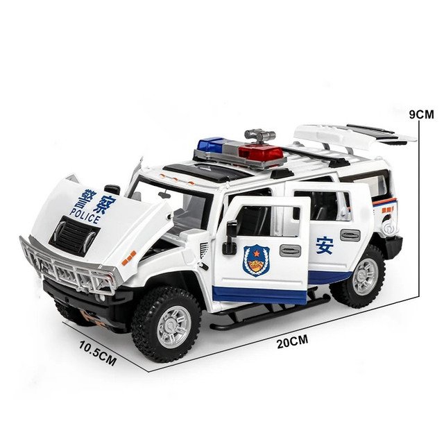 1:24 Hummer H2 Police white Car Model Alloy Diecasts Metal Toy Sound ...