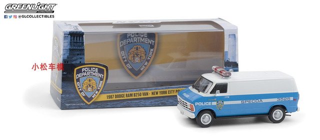 1: 43 1987 Dodge Ram B250 Bread Police blue Car Model Diecast Metal ...