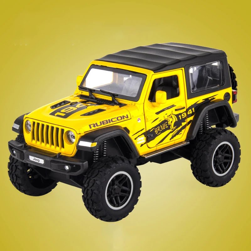 1:20 Jeep Wrangler Rubicon 1941 Modified Yellow Car Alloy Vehicle Toy ...
