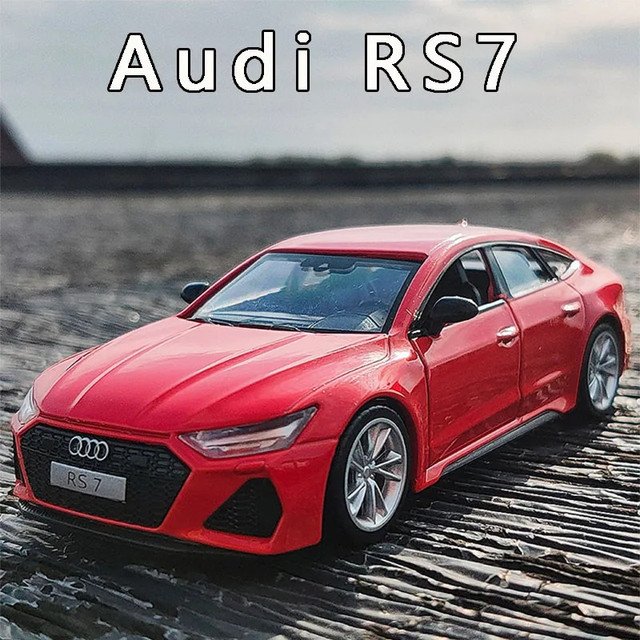 New 1:35 Audi Rs7 Red Car Model Simulation Sound And Light Pull Back Toy