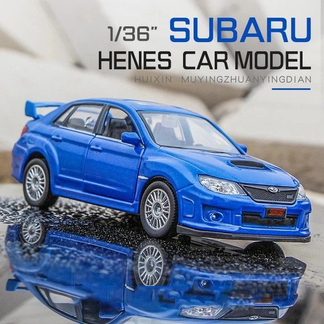 1:36 Subaru WRX STI Blue Car Alloy Styling Licensed Diecast Model Toy Metal