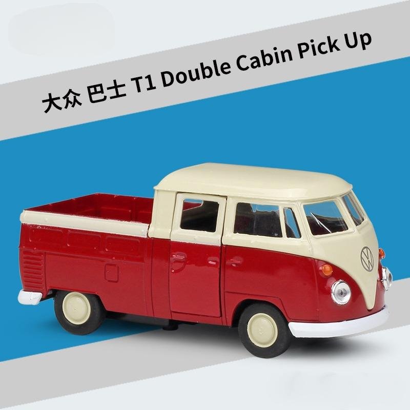 1:36 Volkswagen 1963 T1 red pick up Model Pull Back Classic VW Metal ...