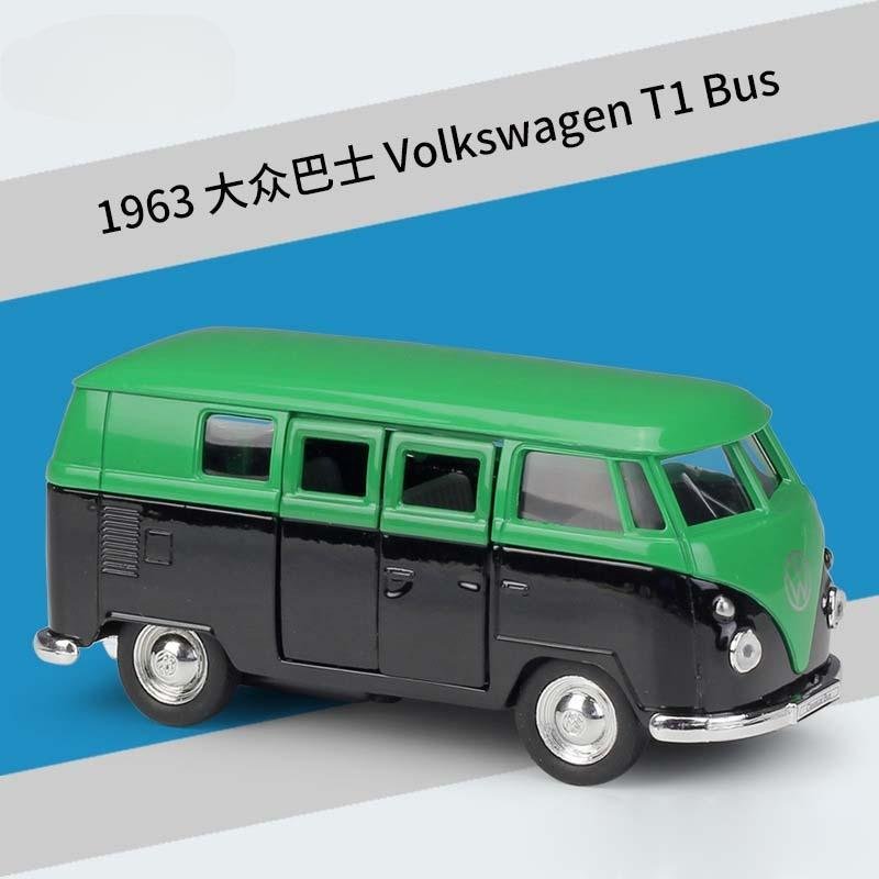 1:36 Volkswagen 1963 T1 green Bus Model Pull Back Classic VW Metal ...