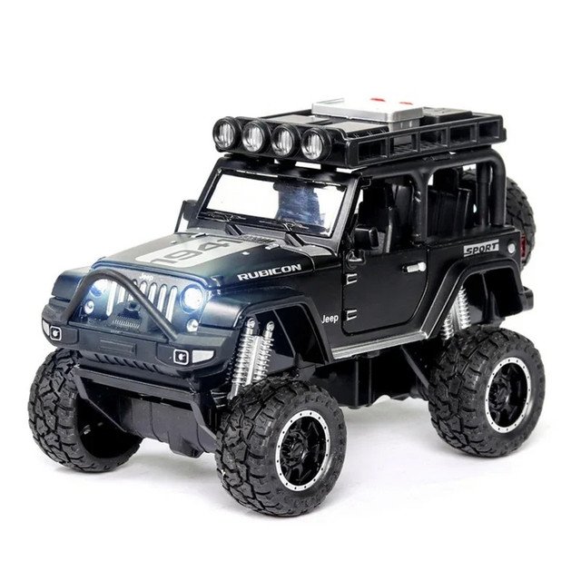 1:32 JEEP Wrangler Rubicon Modified Black Car Alloy OffRoad Toy Metal Model