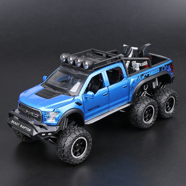 New 1:32 Ford Raptor F150 Big Wheel blue Car Diecast Toy Sound Light ...
