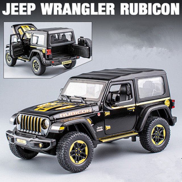 1:30 Jeeps Wrangler Rubicon Diecast Car Model A Black Toy Refit Offroad ...
