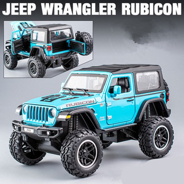 1:30 Jeeps Wrangler Rubicon Diecast Car Model B Blue Toy Refit Offroad ...