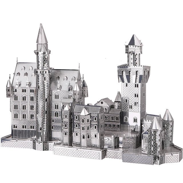 3D Puzzle Metal Castle Silver Model Building Kits DIY Toys Jigsaw
