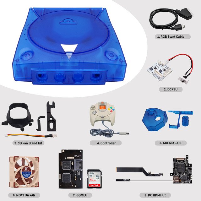 Original Modified DC DreamCast Transparent blue Game Console Equipped ...