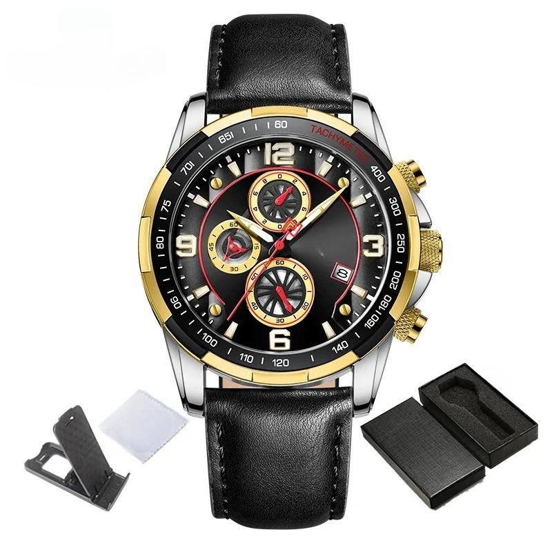 Creative Style Mens Watch GBB Luminous Fashion Genuine Leather Quartz ...