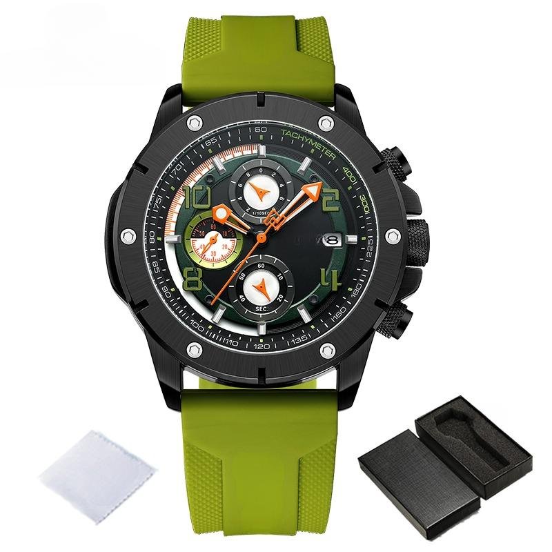 Mens Creative Quartz Chronograph High Quality BBGN Watches Silica Strap ...