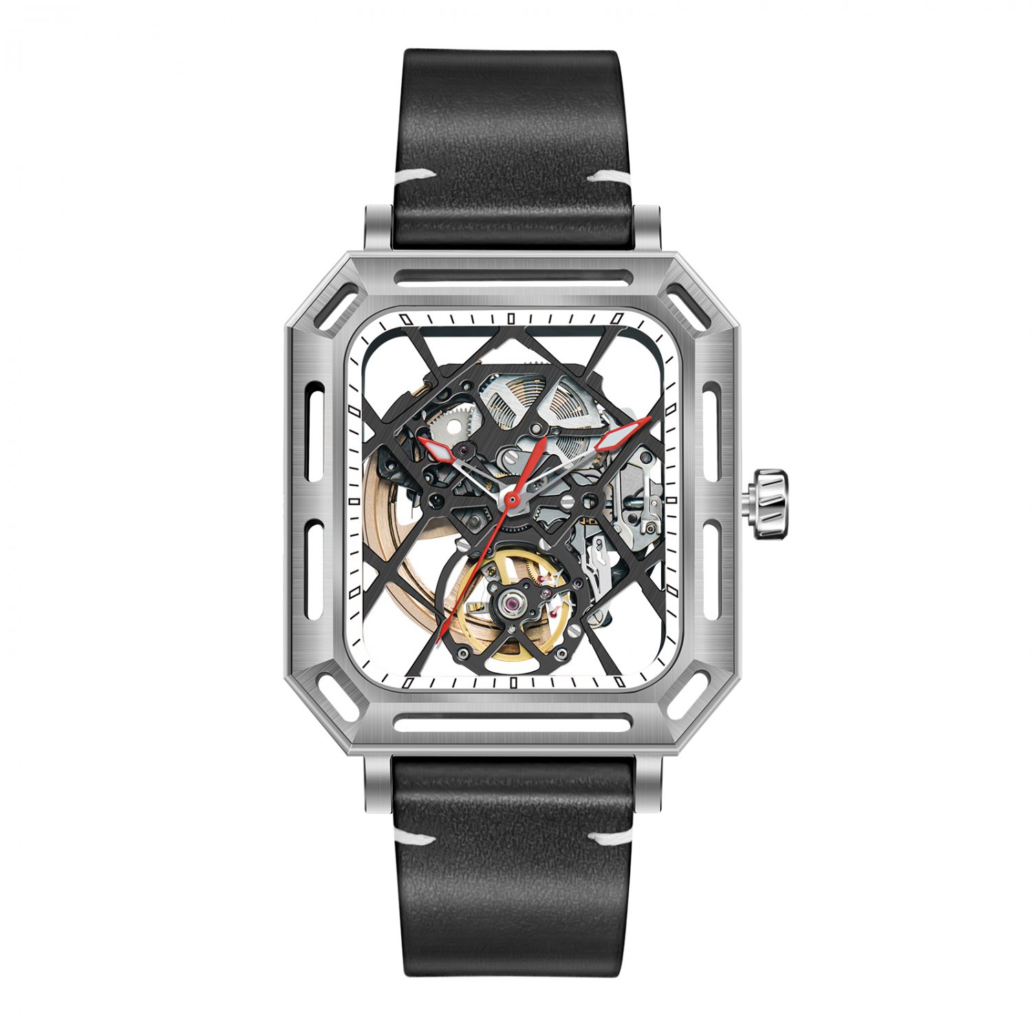 Spider Skeleton Unique Automatic Watches Mens Steel Rectangular ...