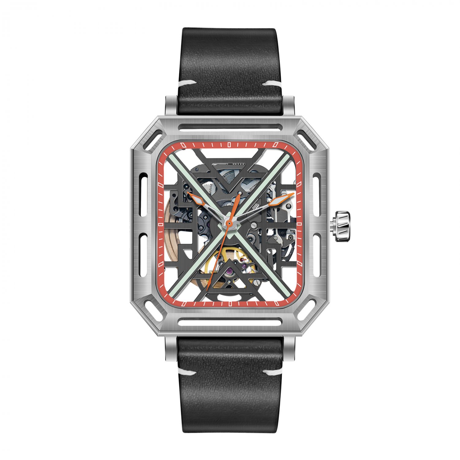 Spider Skeleton Unique Automatic Watches Mens Steel Rectangular ...