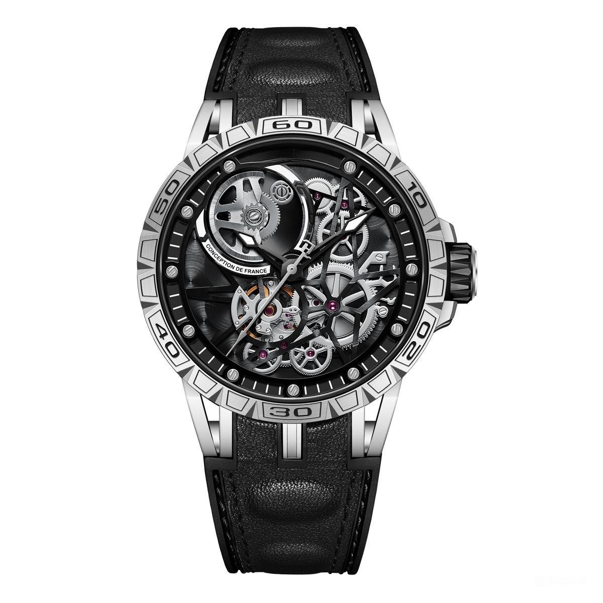 Skeleton Automatic Watches Waterproof for Men Rubber Strap Sapphire ...