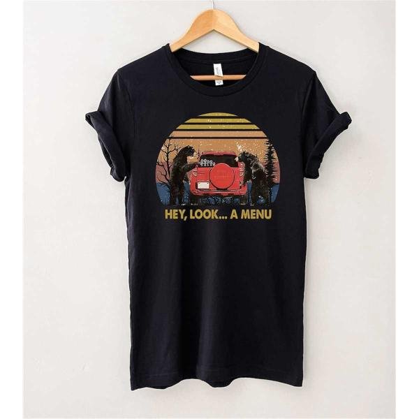 Look... A Menu Funny Camping Bear Vintage T-Shirt, Hey, Funny Bear ...