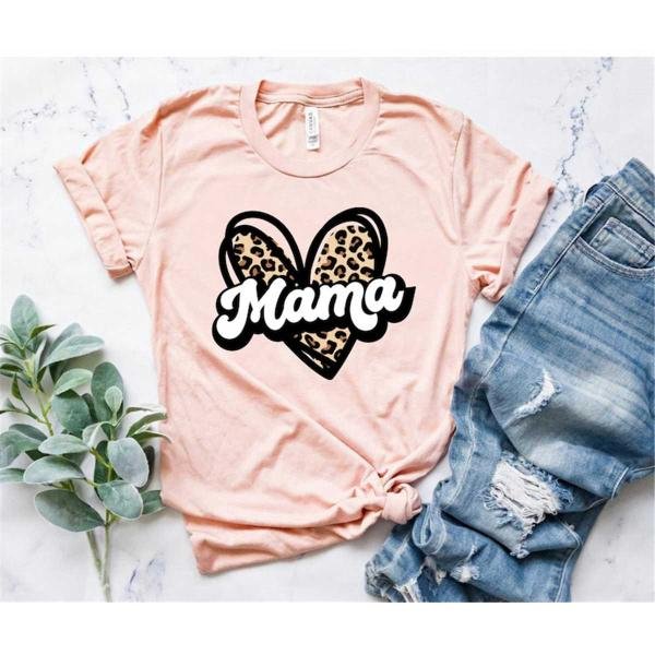 Mom Leopard Shirt, Leopard Mama Heart Shirt, Gift for Mom, Gift for Her ...