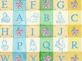 Beatrix Potter Peter Rabbit Blue Alphabet Garden Fabric Quilt Kit