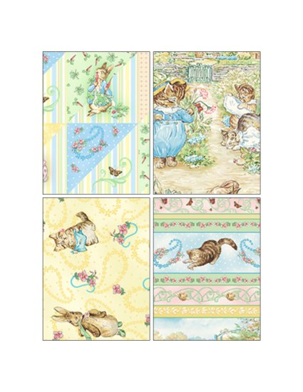 Beatrix Potter Peter Rabbit Alphabet Garden Fabric Fat Quarter FQ Value ...
