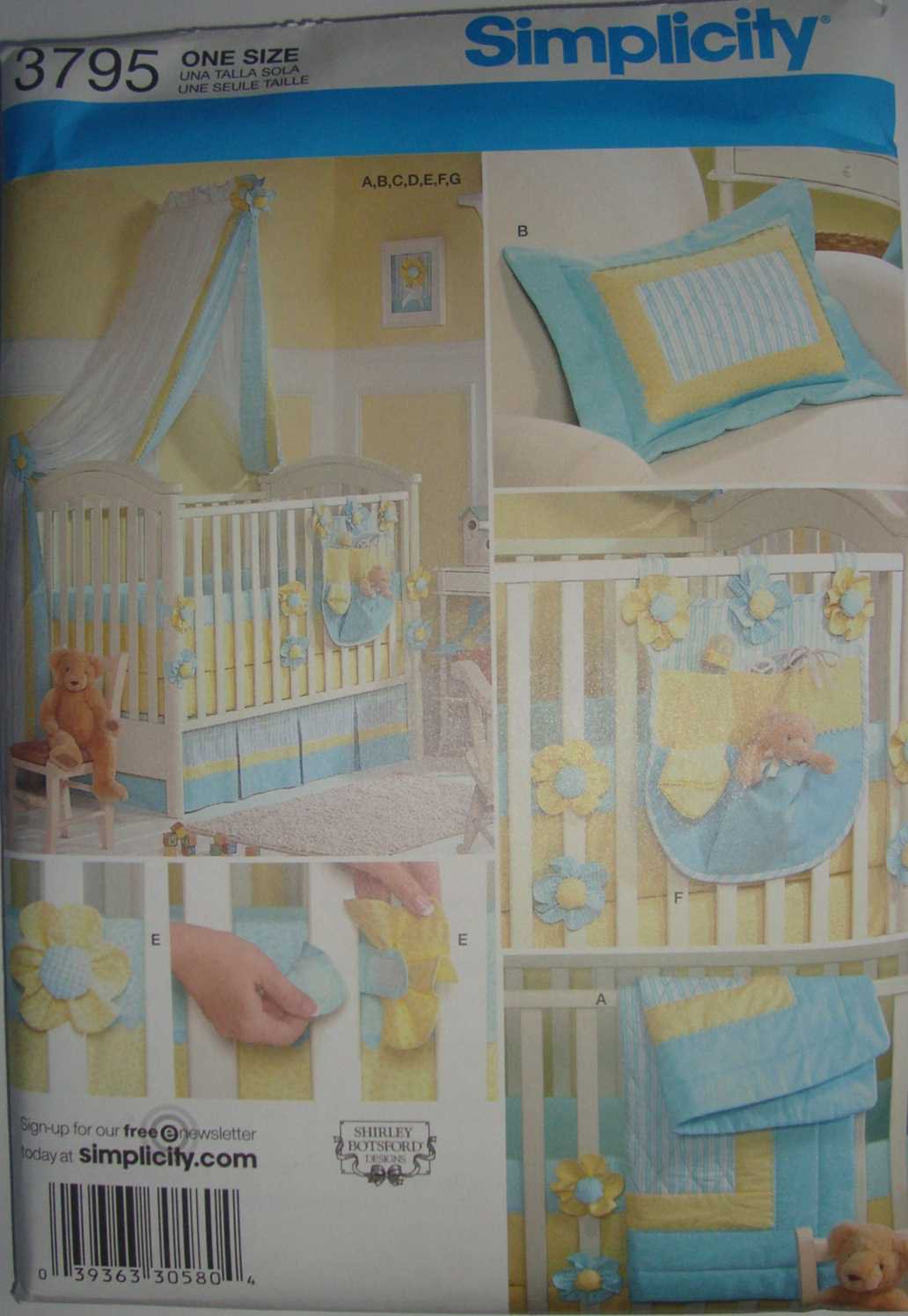 Simplicity Shirley Botsford Nursery Quilt Sheet Ruffle Bumper Organizer ...