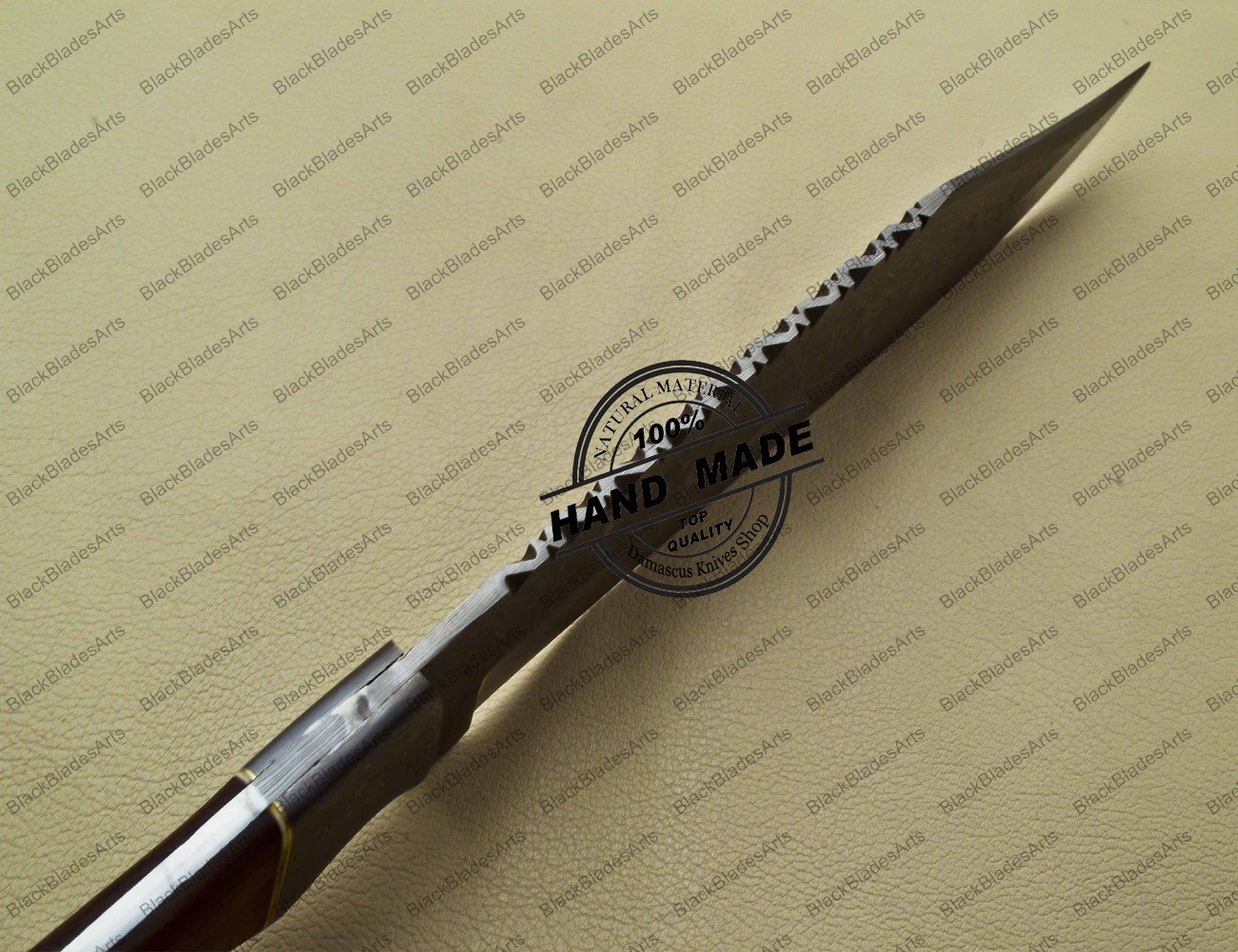 Damascus Bowie Knife Fixed Blade Custom Handmade Damascus Steel Knife With Cow Handle Sheaths