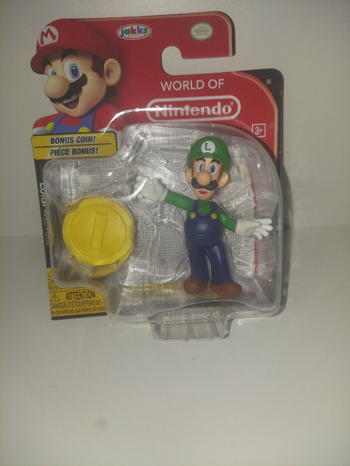 Jakks Pacific World Of Nintendo Luigi With Coin Super Mario Bros. New 97483