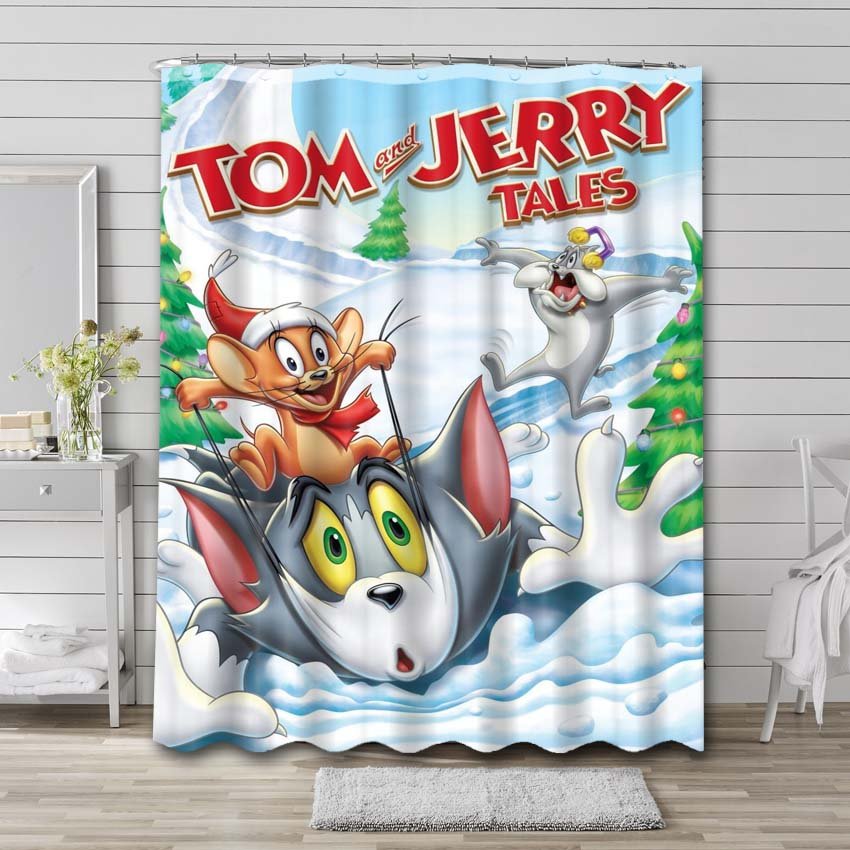 Tom and Jerry Tales Shower Curtain Waterproof Polyester