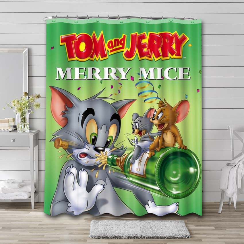 Tom and Jerry Merry Mice Shower Curtain Bathroom Decoration