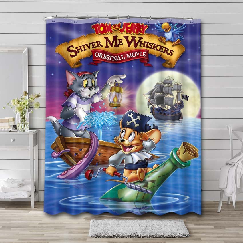 Tom and Jerry Shiver Me Whiskers Shower Curtain Bathroom