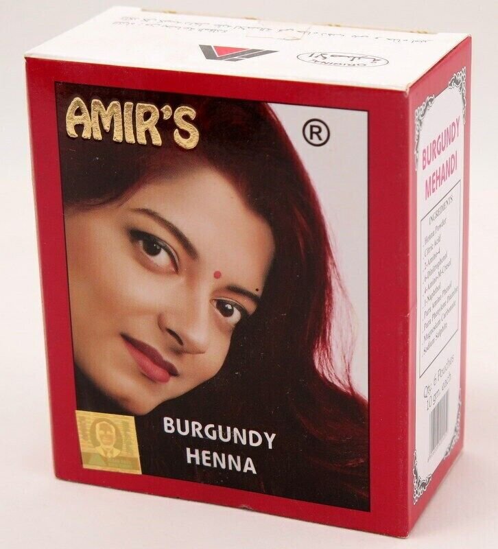 BURGUNDY Henna Amir's 6Pouches X 10gram Herbal Henna Natural Powder