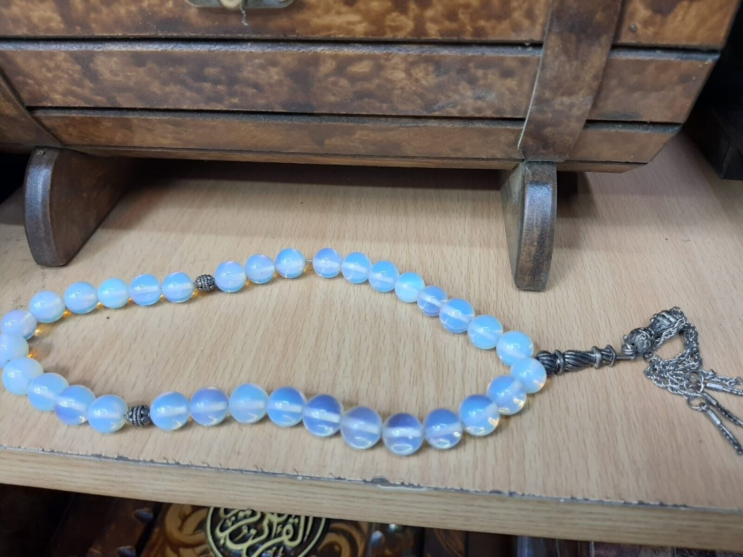 Islamic prayer beads, tasbih, transparent blue color with durable metal