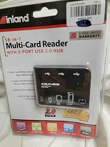 Inland,Multimedia Card (MMC) Reader and USB 2.0 Hub Combo