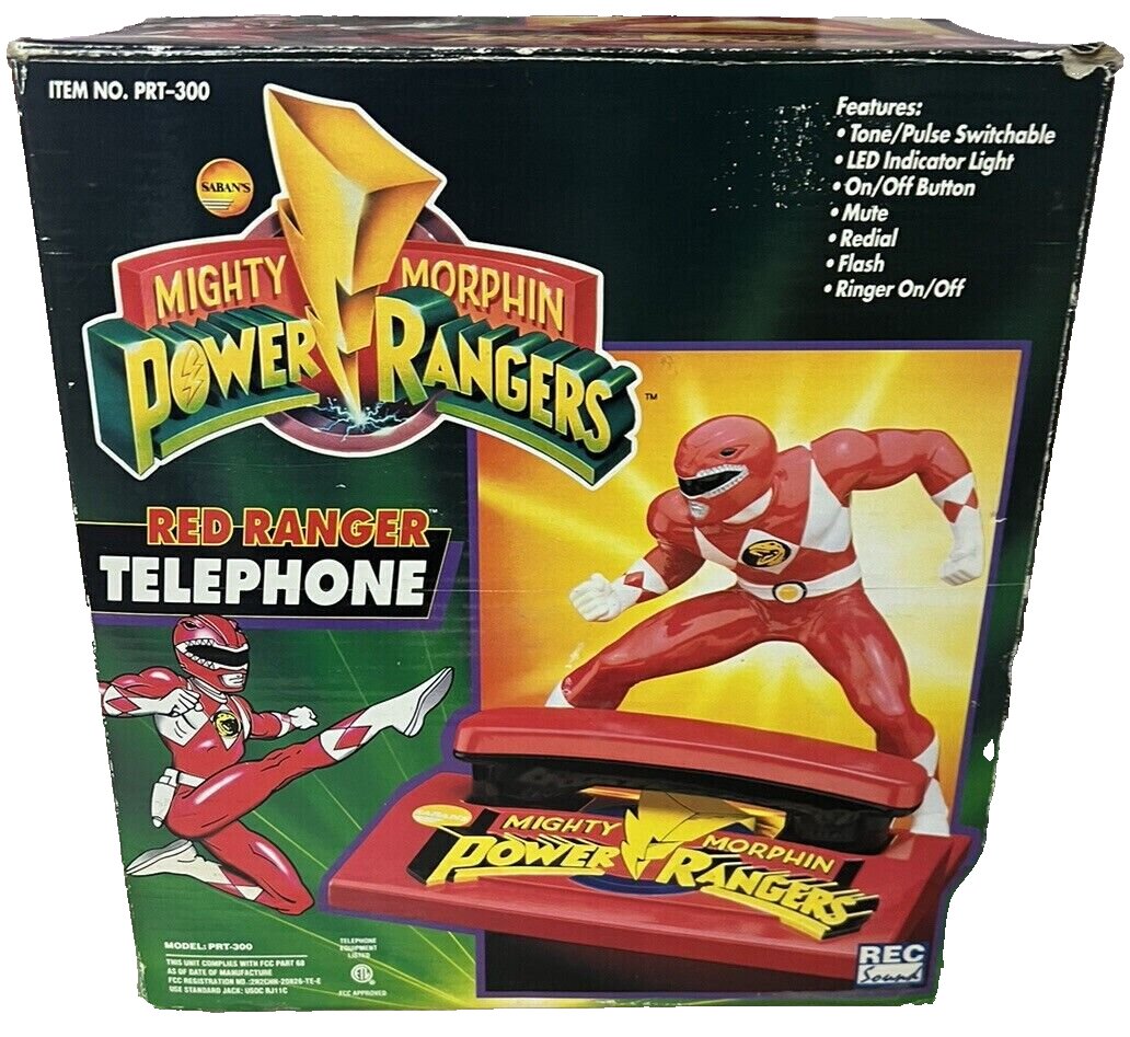 VTG 1994 Mighty Morphin Power Red Ranger Telephone Phone Sabans
