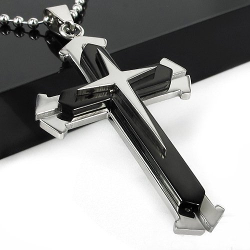 Split Stainless Steel Cross Pendant Necklace
