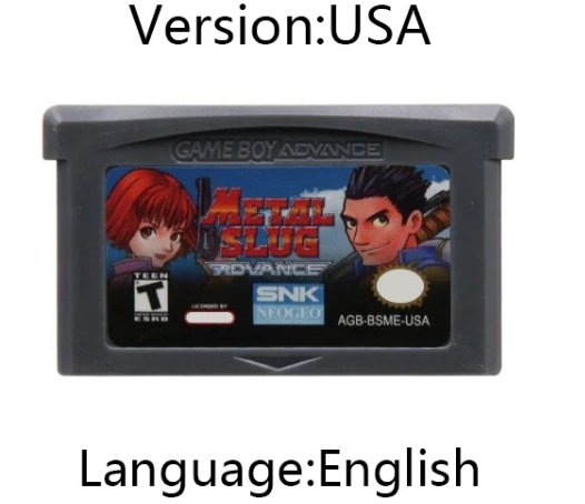 Metal Slug USA GBA Game Cartridge 32-Bit Video Game Console Card