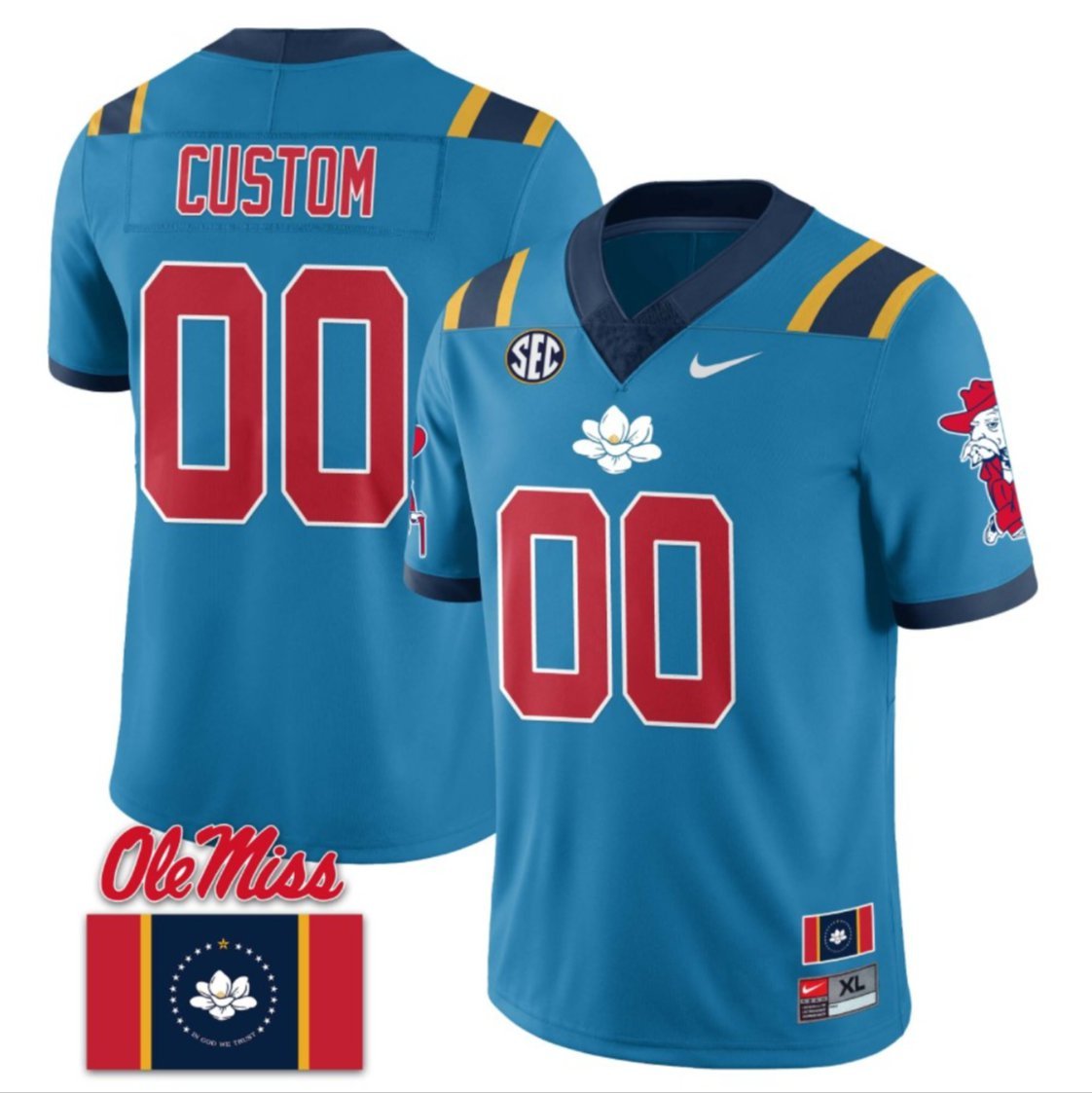 Custom Ole Miss Rebels Jersey Name and Number Football Flag Patch All ...