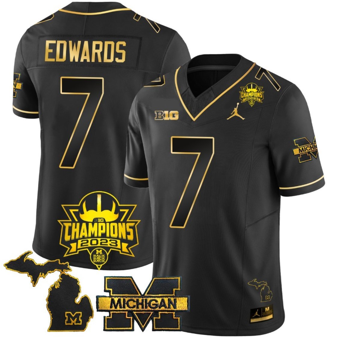 Donovan Edwards Jersey Michigan Wolverines 2023 Big Ten Champions Patch ...
