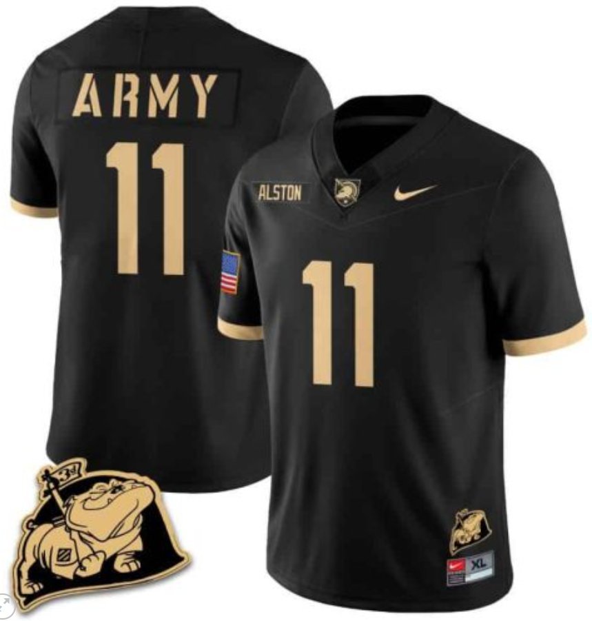 Isaiah Alston Jersey #11 Army Black Knights Rocky The Bulldog Patch ...