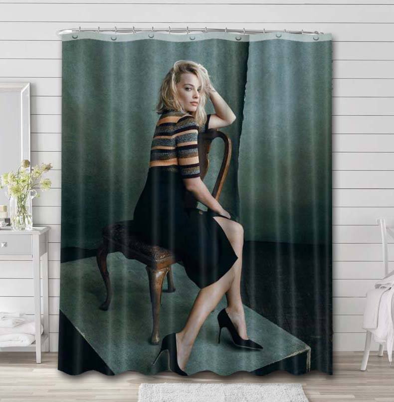 Margot Robbie Bathroom Shower Curtain Waterproof Polyester