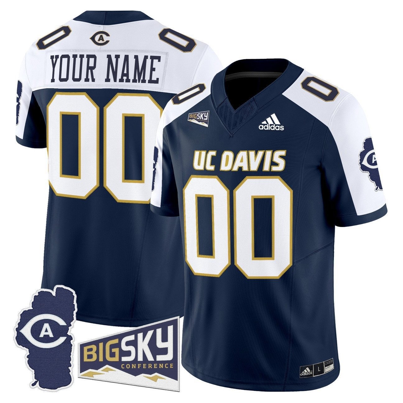 Custom UC Davis Aggies Jersey 2025 Lake Tahoe Patch Stitched Navy Alter